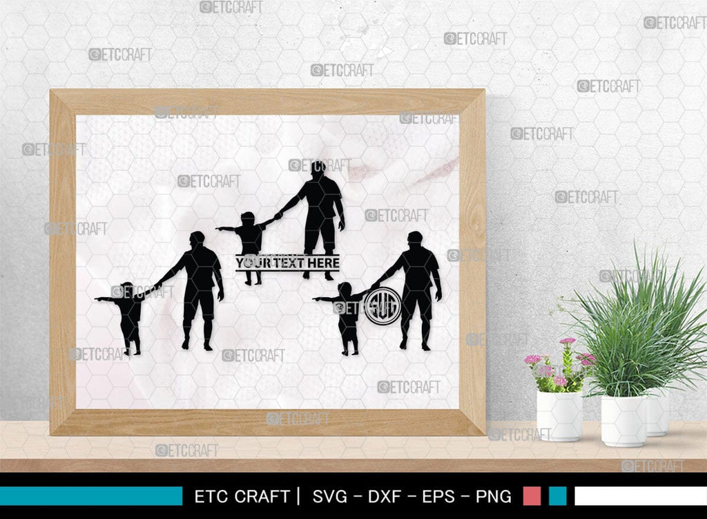 Father With Kid Monogram, Father With Kid Silhouette, Father With Kid ...