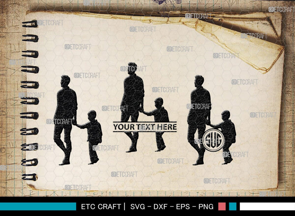 Father With Kid Monogram, Father With Kid Silhouette, Father With Kid ...
