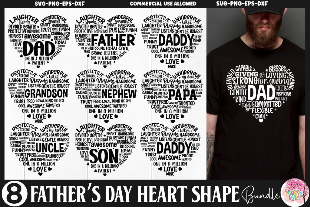 Father's Day heart Shape SVG bundle - So Fontsy