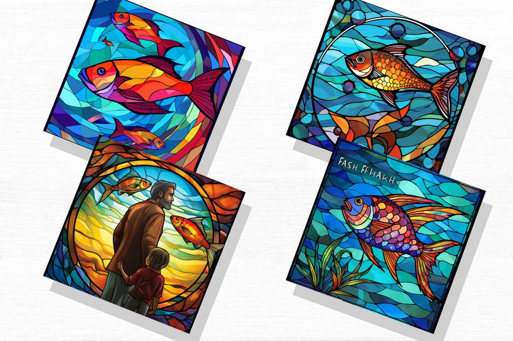 Fathers Day Man Giant Fish Stained Glass Bundle - So Fontsy