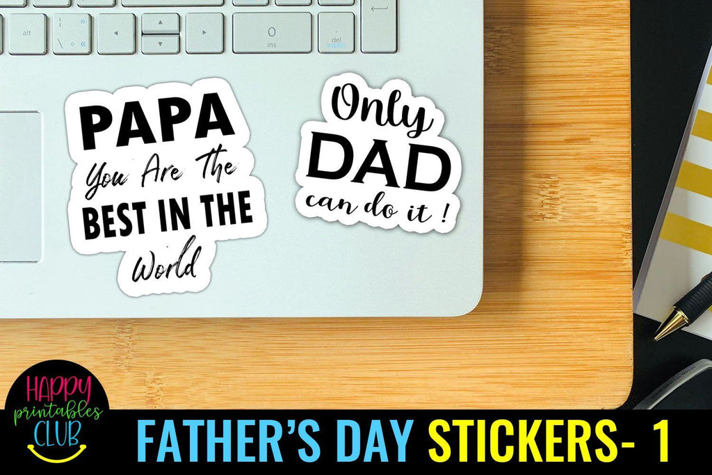 Father's Day Stickers- Dad Stickers- Printable Stickers PNG - So Fontsy