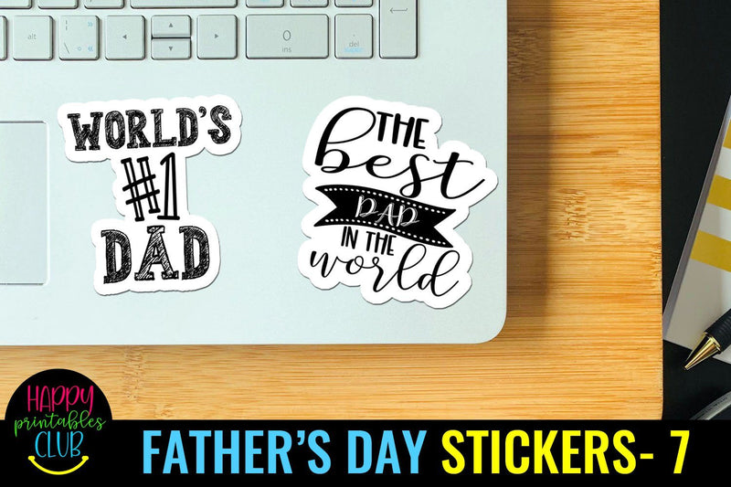 Father's Day Stickers 7- Dad Stickers- Printable Stickers - So Fontsy
