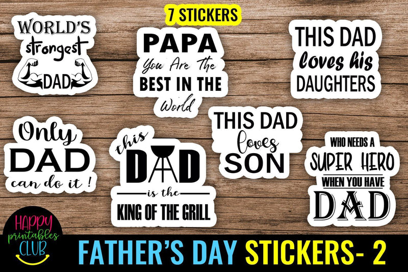 Father's Day Stickers Bundle - Dad Stickers- Stickers Bundle - So Fontsy