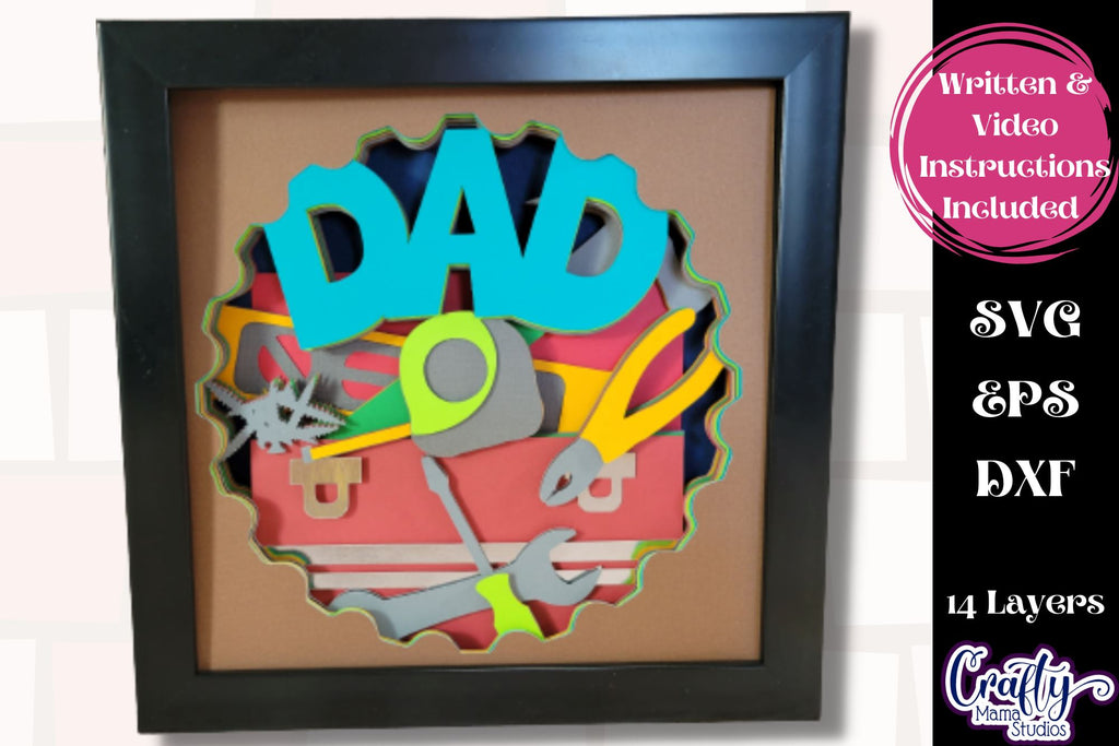 Father's Day Svg Shadow Box, 3D Layered Dad Toolbox SVG - So Fontsy