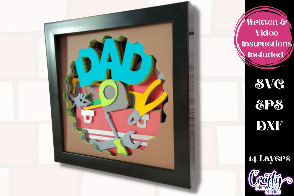 Father's Day Svg Shadow Box, 3D Layered Dad Toolbox SVG - So Fontsy
