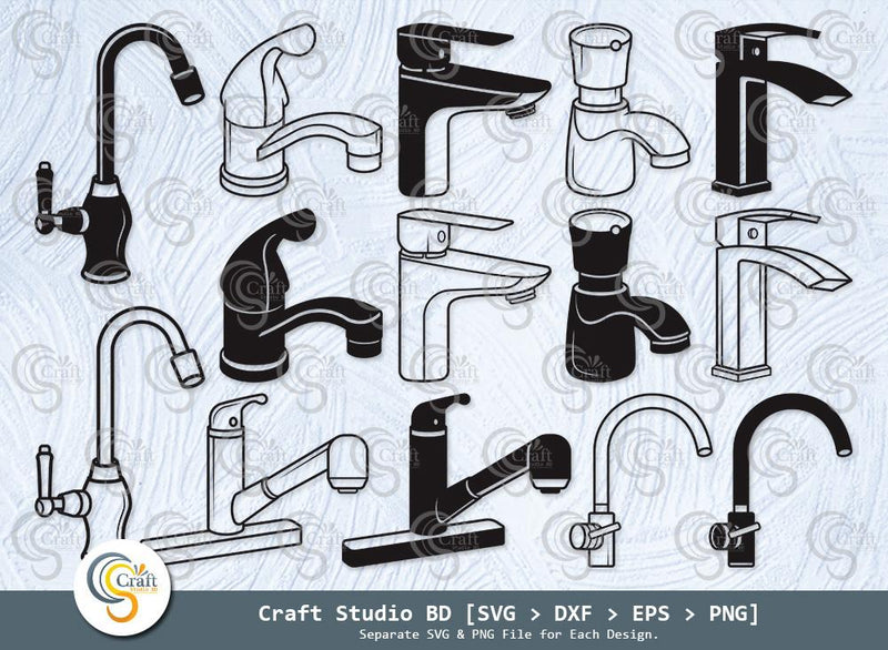 Faucet Silhouette, Faucet SVG, Leaky Tap Svg, Kitchen Fauce Svg, Water ...