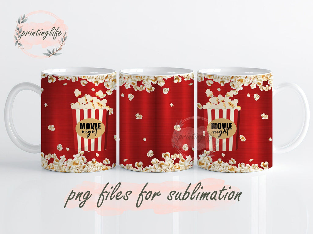 Favorite Movie Night Mug Wrap, Christmas Press Sublimation Png, xmas ...