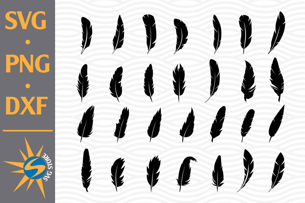 Feather SVG, PNG, DXF Digital Files Include - So Fontsy