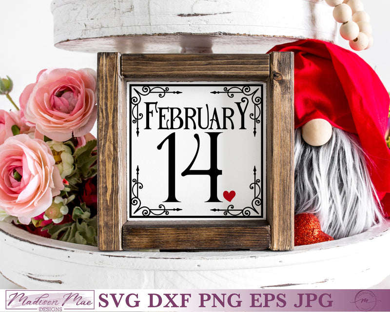 February 14 sign, Valentine's Day SVG - So Fontsy