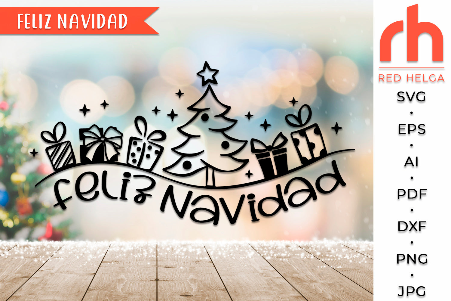 Feliz Navidad SVG - Spanish Christmas Cut File - Xmas Card DXF - So Fontsy