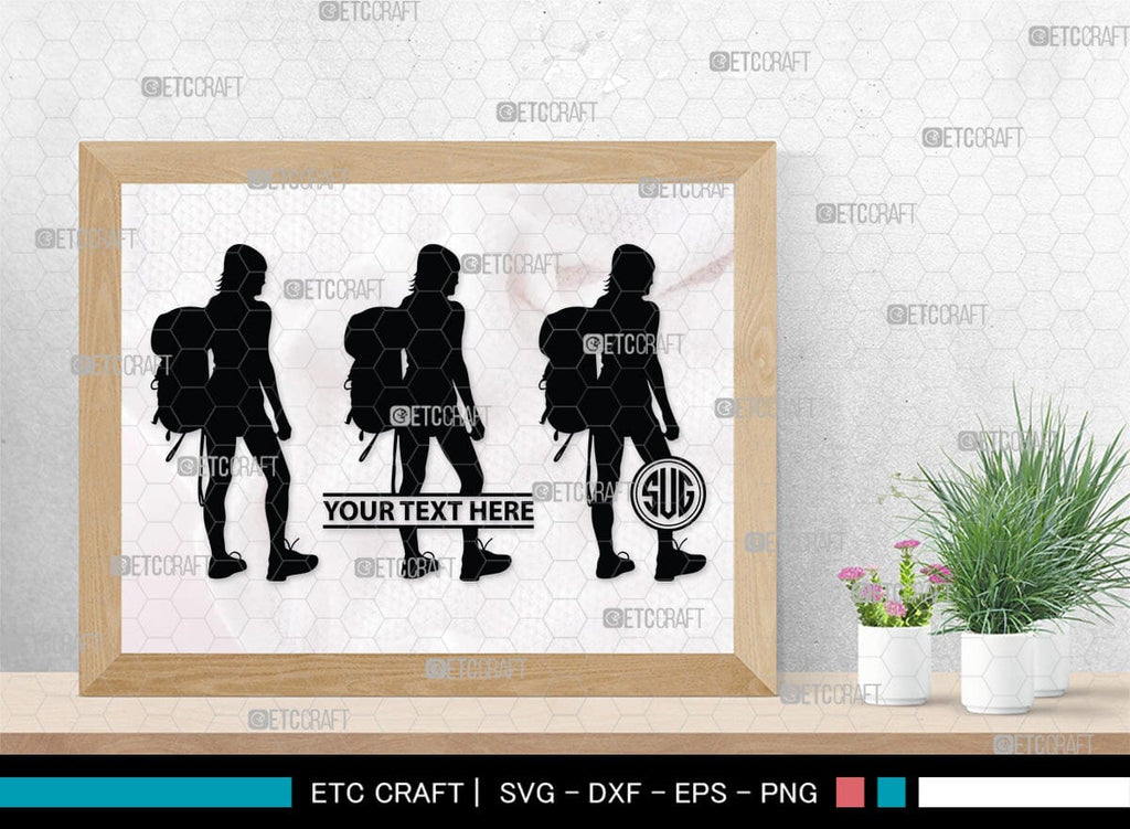 Female Hiker Monogram, Female Hiker Silhouette, Female Hiker SVG ...