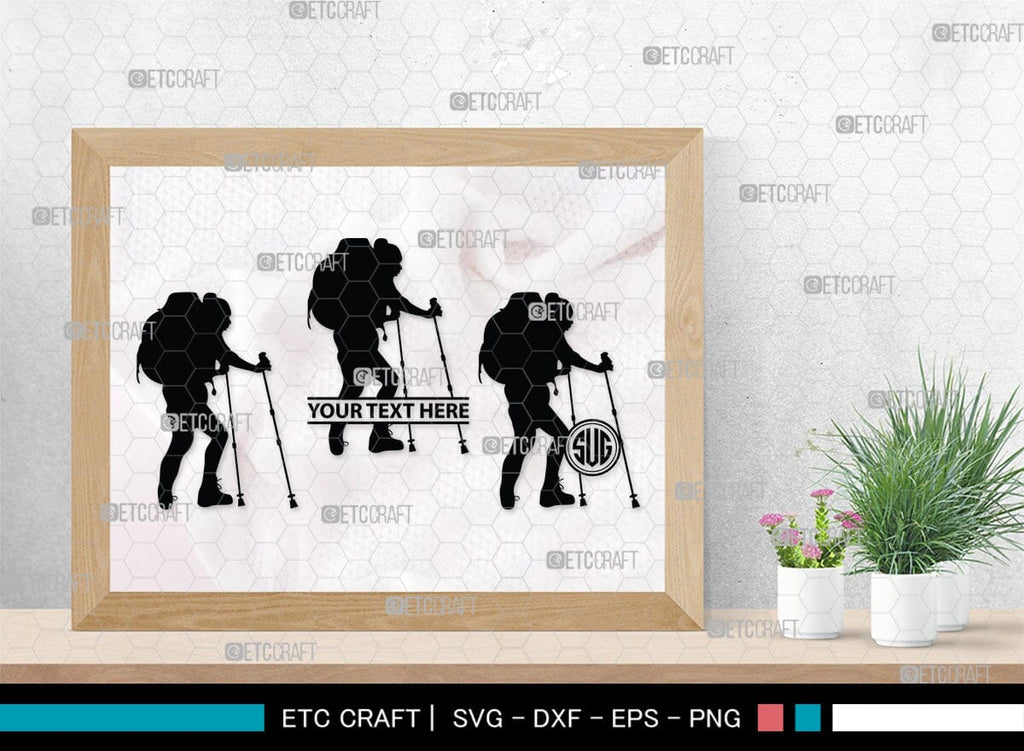 Female Hiker Monogram, Female Hiker Silhouette, Female Hiker SVG ...