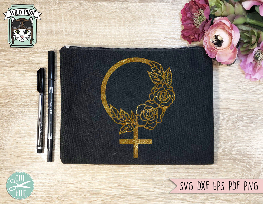Female Symbol With Flower SVG Cut File - So Fontsy