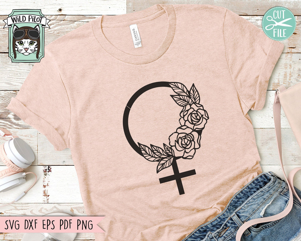 Female Symbol With Flower SVG Cut File - So Fontsy