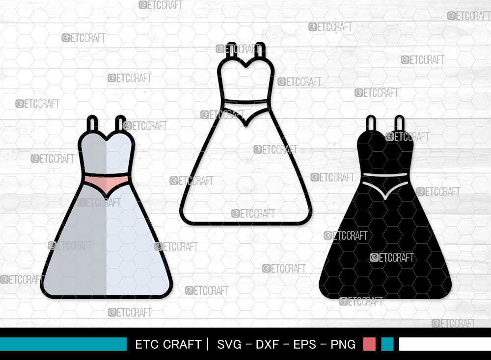 Female Wedding Dress Icons Color, Wedding Dress Svg, Woman Dress Svg ...