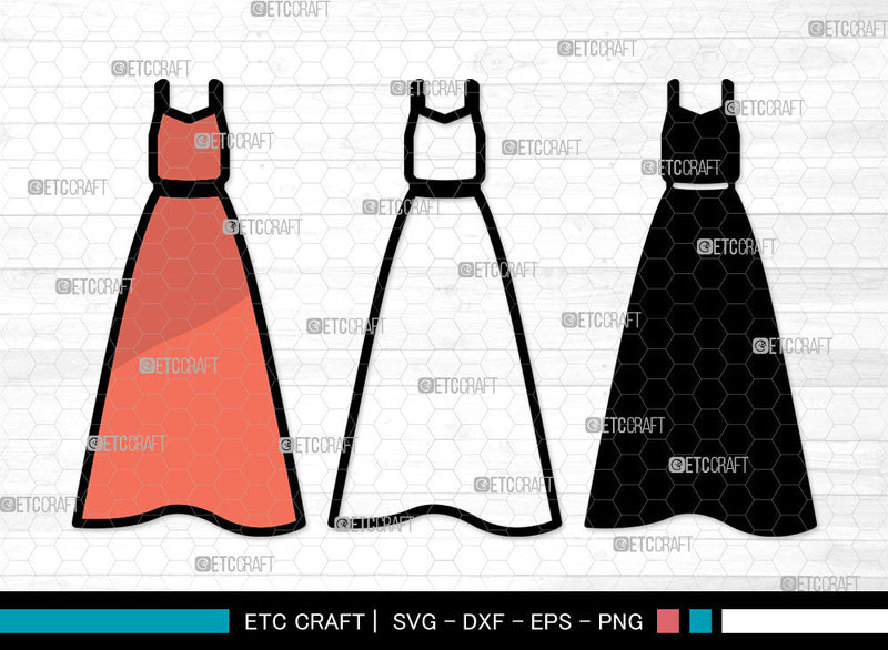 Female Wedding Dress Icons Color, Wedding Dress Svg, Woman Dress Svg ...