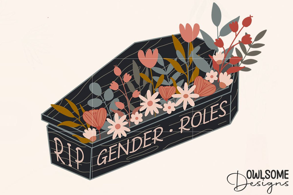 Feminist Gender Roles Flowers Coffin PNG Design - So Fontsy