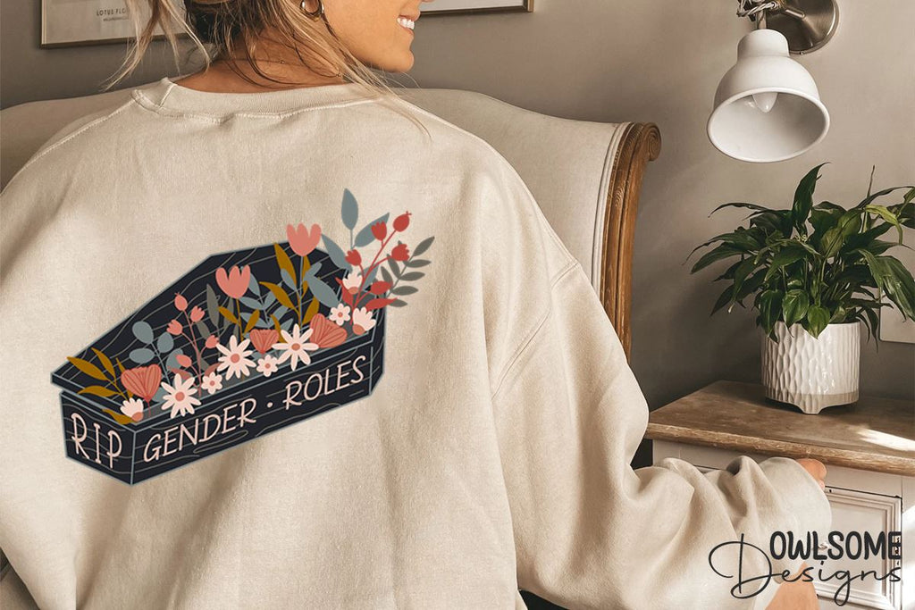 Feminist Gender Roles Flowers Coffin PNG Design - So Fontsy