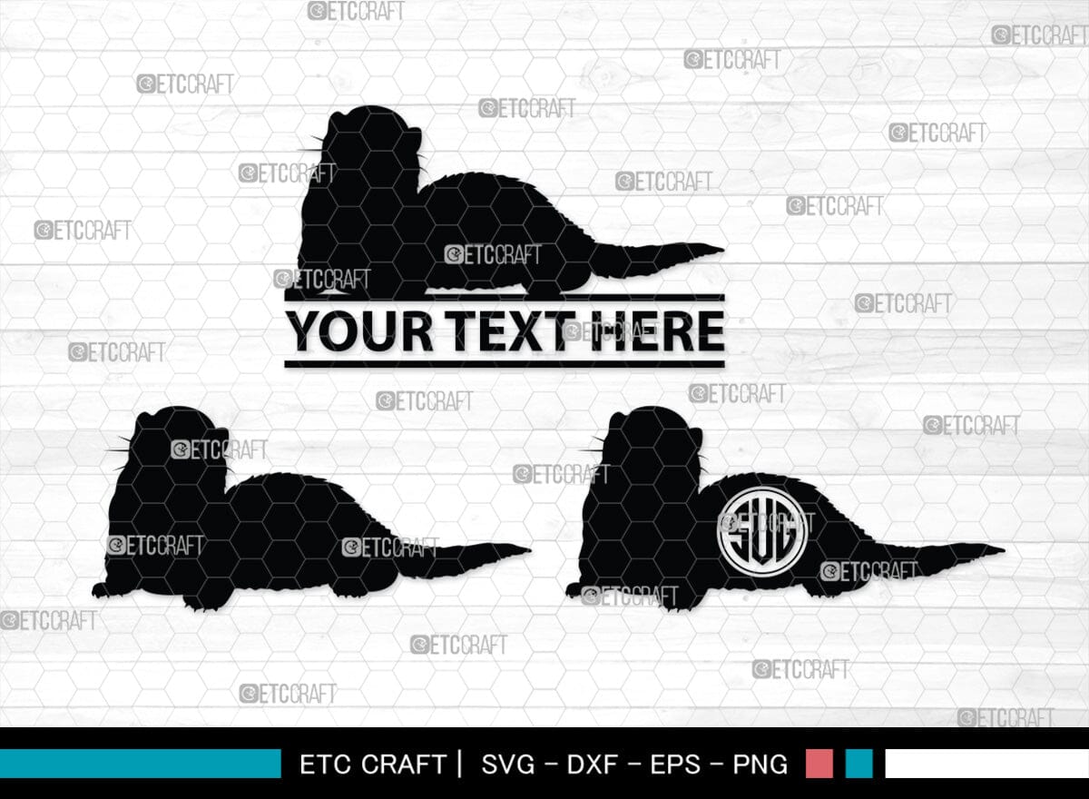 Ferret Monogram, Ferret Silhouette, Ferret SVG, Weasel Svg, Animal Svg ...