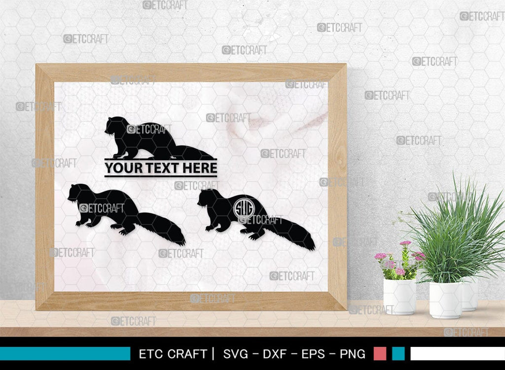 Ferret Monogram, Ferret Silhouette, Ferret SVG, Weasel Svg, Animal Svg ...