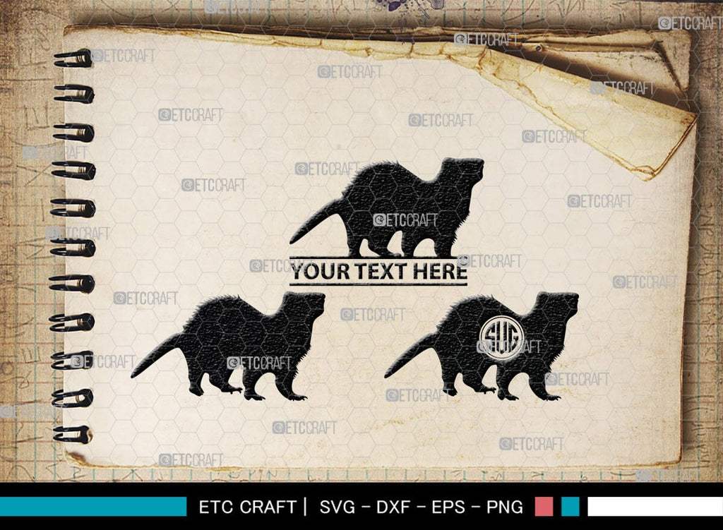 Ferret Monogram, Ferret Silhouette, Ferret SVG, Weasel Svg, Animal Svg ...