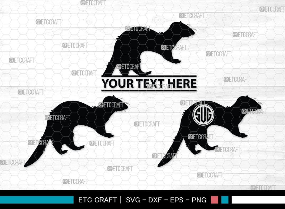 Ferret Monogram, Ferret Silhouette, Ferret SVG, Weasel Svg, Animal Svg ...