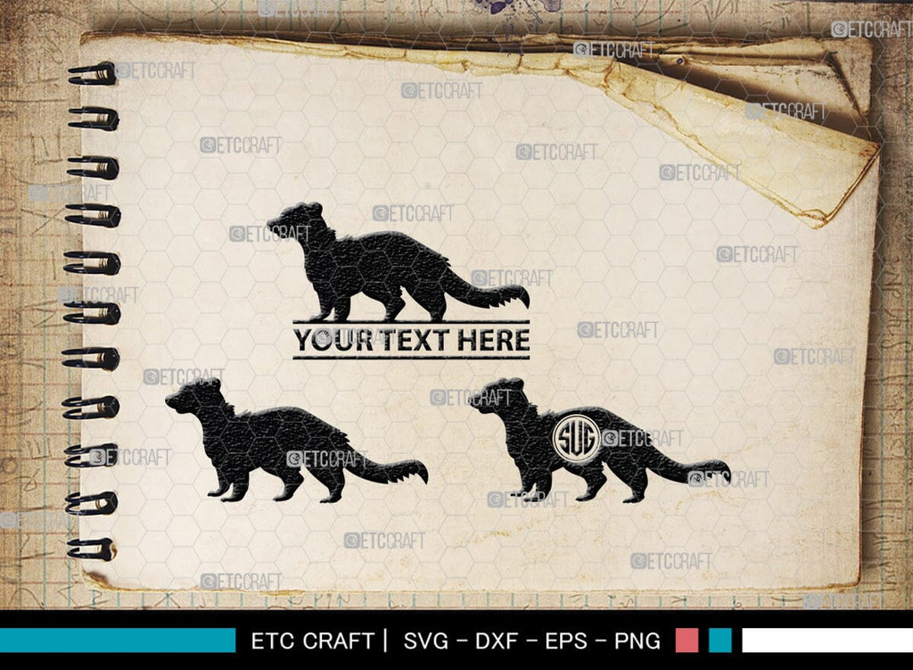 Ferret Monogram, Ferret Silhouette, Ferret SVG, Weasel Svg, Animal Svg ...