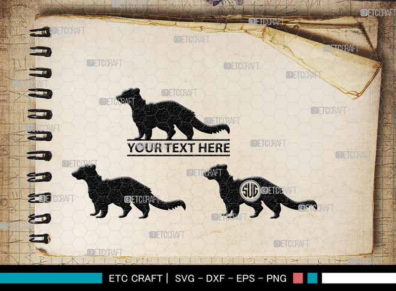 Ferret Monogram, Ferret Silhouette, Ferret SVG, Weasel Svg, Animal Svg ...