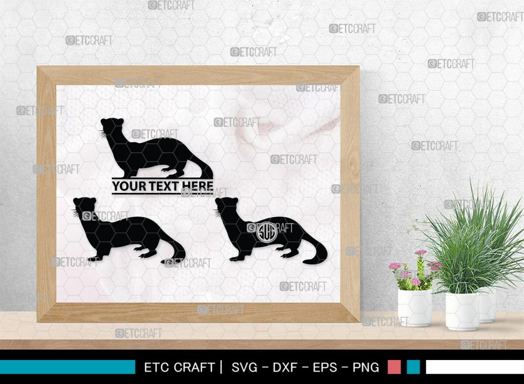 Ferret Monogram, Ferret Silhouette, Ferret SVG, Weasel Svg, Animal Svg ...