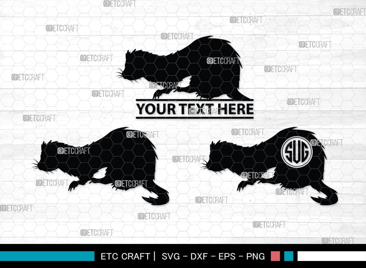 Ferret Monogram, Ferret Silhouette, Ferret SVG, Weasel Svg, Animal Svg ...
