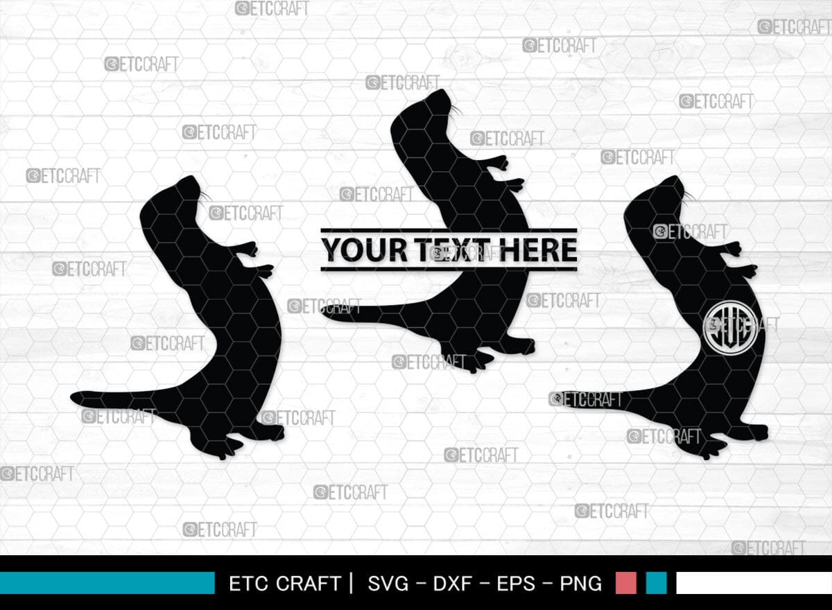 Ferret Monogram, Ferret Silhouette, Ferret SVG, Weasel Svg, Animal Svg ...