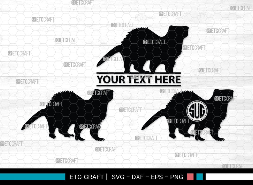 Ferret Monogram, Ferret Silhouette, Ferret SVG, Weasel Svg, Animal Svg ...