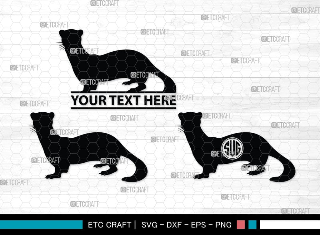 Ferret Monogram, Ferret Silhouette, Ferret SVG, Weasel Svg, Animal Svg ...