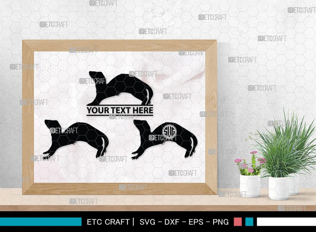 Ferret Monogram, Ferret Silhouette, Ferret SVG, Weasel Svg, Animal Svg ...