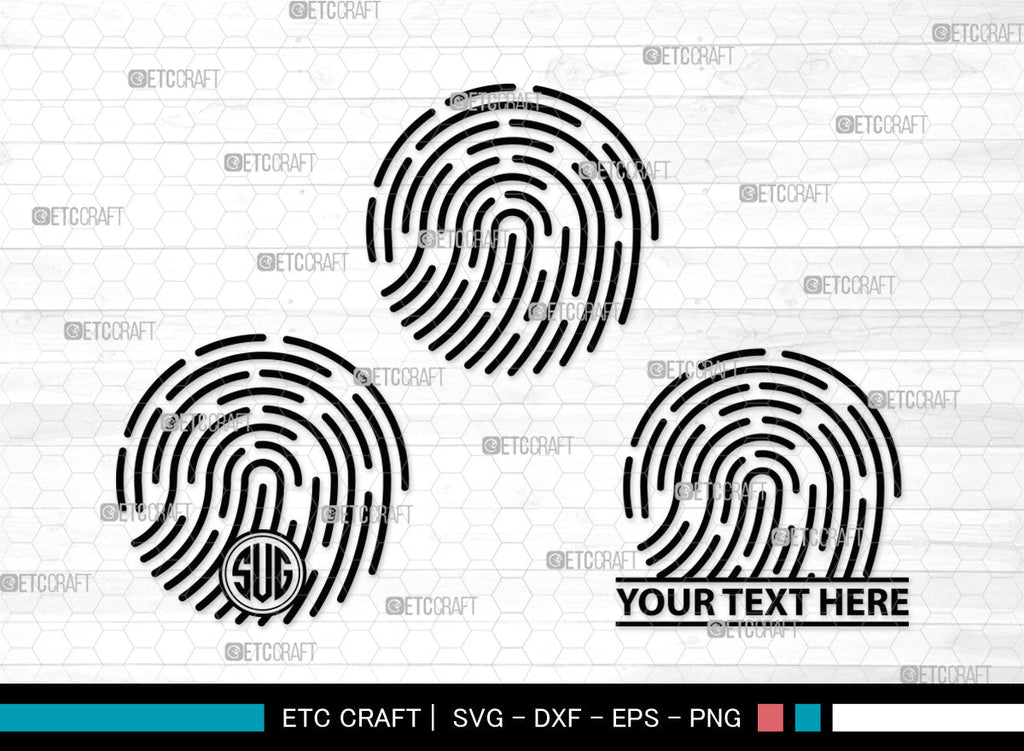 Fingerprint SVG, Fingerprint Monogram, Fingerprint Silhouette, Hand Svg ...