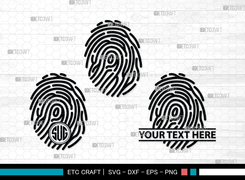 Fingerprint SVG, Fingerprint Monogram, Fingerprint Silhouette, Hand Svg ...