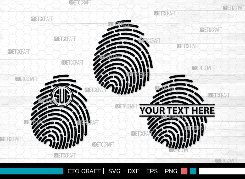 Fingerprint SVG, Fingerprint Monogram, Fingerprint Silhouette, Hand Svg ...