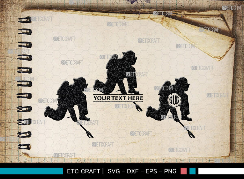 Fire Fighter Monogram, Fire Fighter Silhouette, Fire Fighter SVG, Fire ...