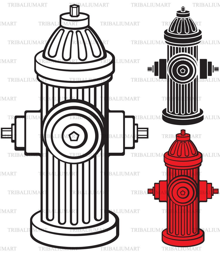 Fire hydrant. Cut files for Cricut. Clip Art silhouettes (eps, svg, pdf ...