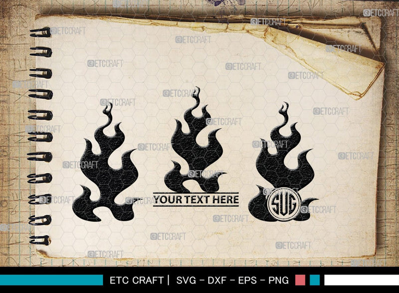 Fire Monogram, Fire Silhouette, Fire SVG, Flames Svg, Fire Flame Svg ...
