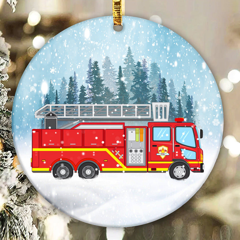 Fire Truck Ornament PNG, Fire Engine Ornament Sublimation, Firefighter ...