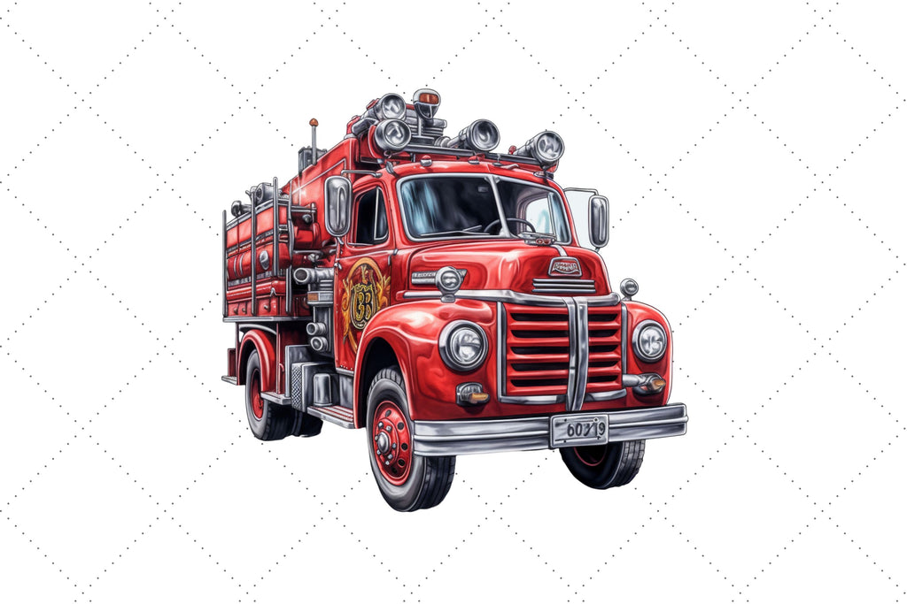 Fire Truck Sublimation Clipart Bundle, Sublimation, Fire Truck - So Fontsy