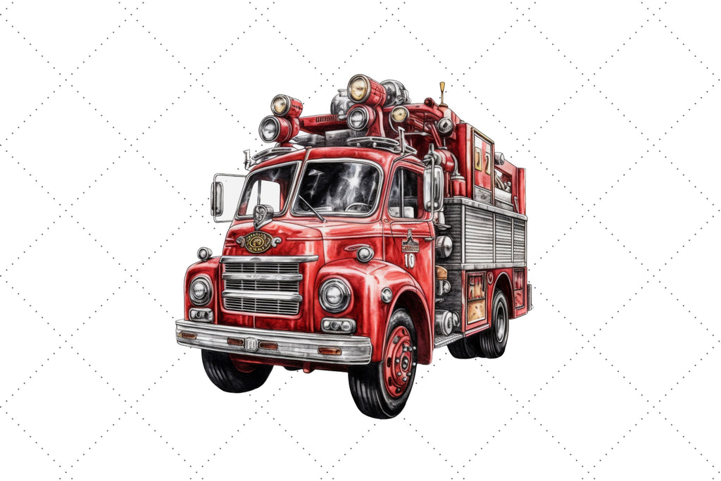 Fire Truck Sublimation Clipart Bundle, Sublimation, Fire Truck - So Fontsy