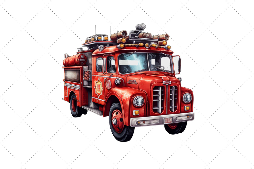 Fire Truck Sublimation Clipart Bundle, Sublimation, Fire Truck - So Fontsy