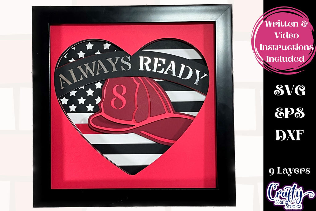 Firefighter Svg Shadow Box, 3D Layered Fire Department Svg - So Fontsy