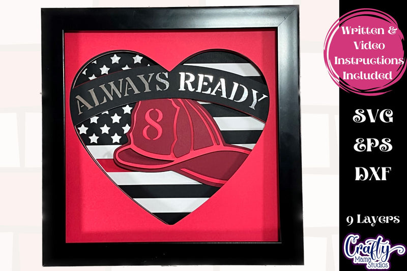 Firefighter Svg Shadow Box, 3D Layered Fire Department Svg - So Fontsy