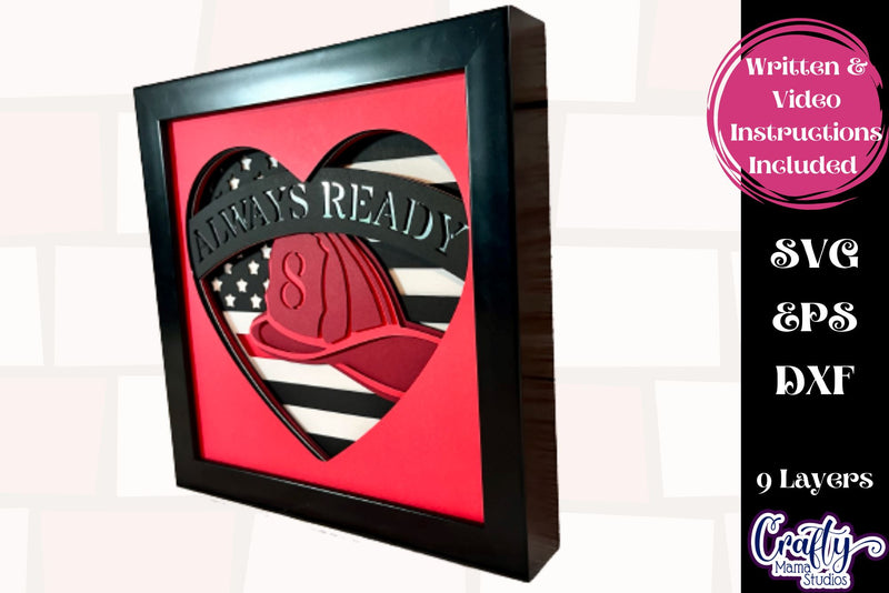 Firefighter Svg Shadow Box, 3D Layered Fire Department Svg - So Fontsy