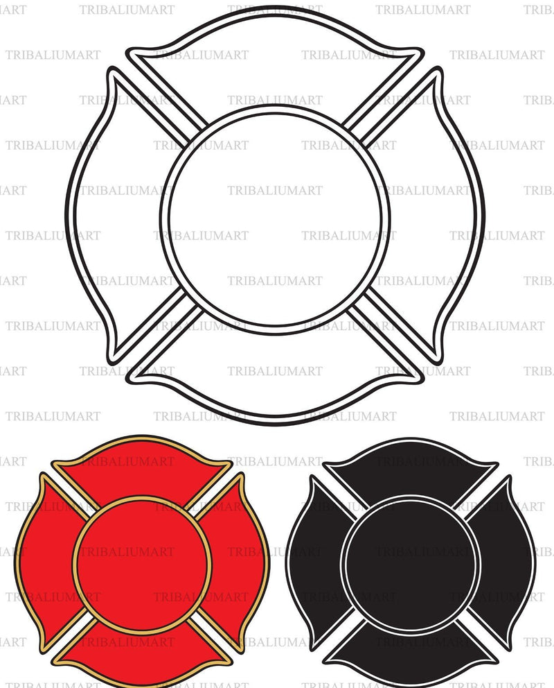 Firefighters cross. Cut files for Cricut, Clip Art silhouettes (eps ...