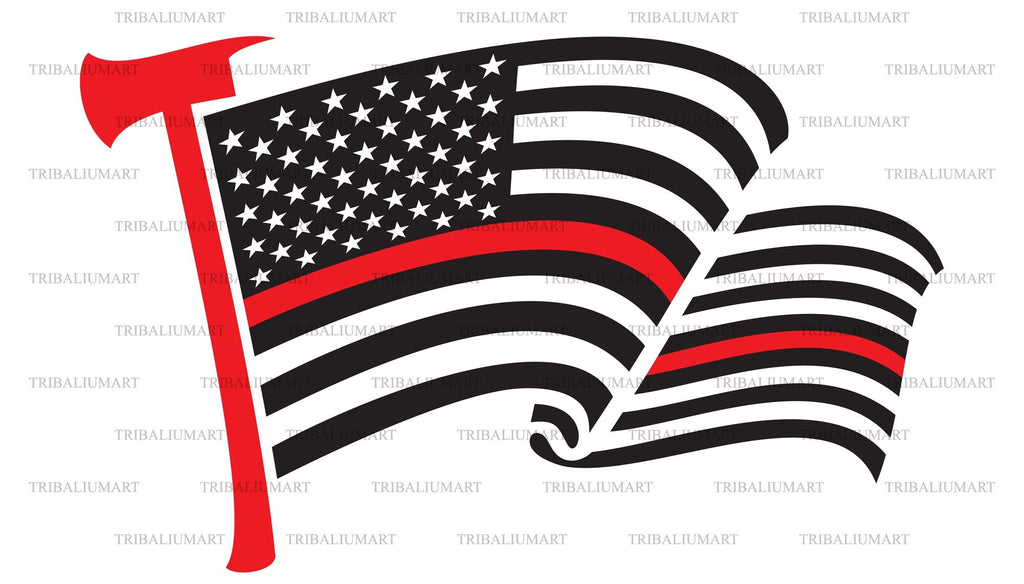 Firefighters flag with axe. Cut files for Cricut. Clip Art (eps, svg ...