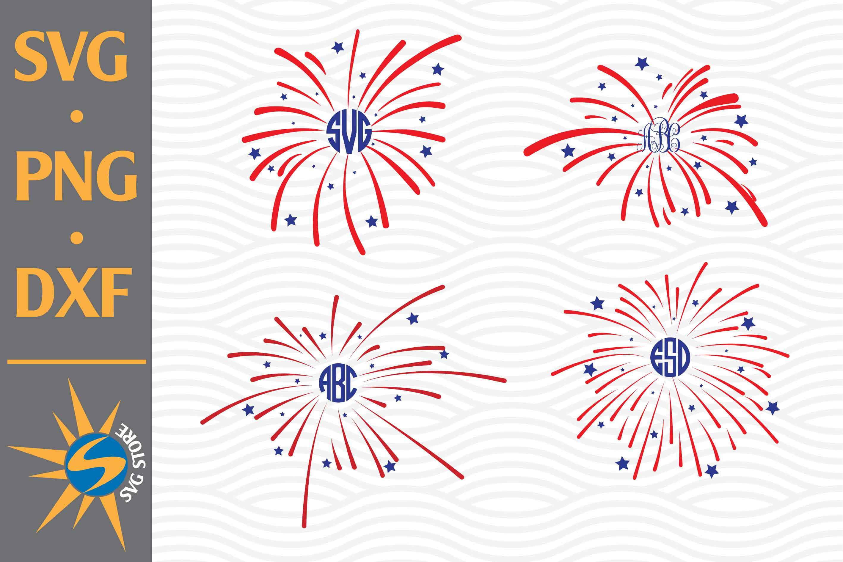Firework Monogram SVG, PNG, DXF Digital Files Include - So Fontsy